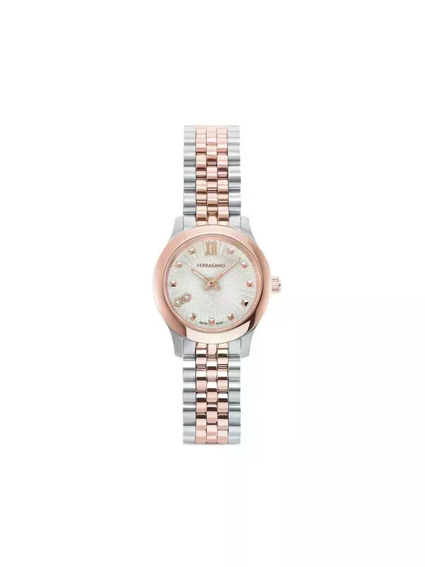 FERRAGAMO Duo 25mm Watch With Stainless Steel Link Bracelet - Silver