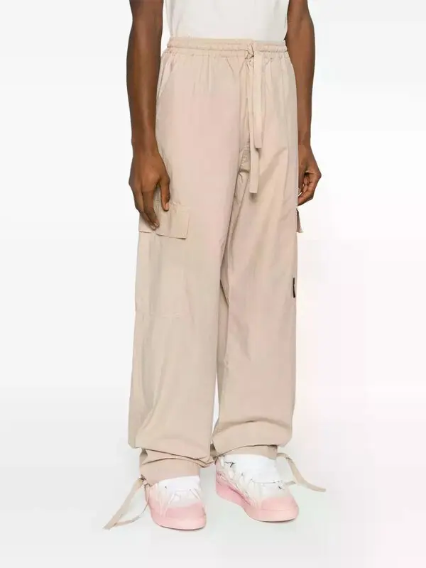 MSGM Beige Cotton Cargo Trousers