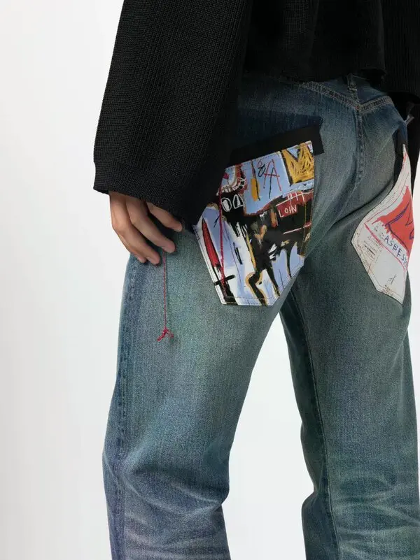 Junya Watanabe X Jean-michel Basquiat Printed Straight-leg Jeans