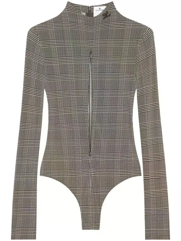 COURREGES Prince Of Wales Check Bodysuit - Black