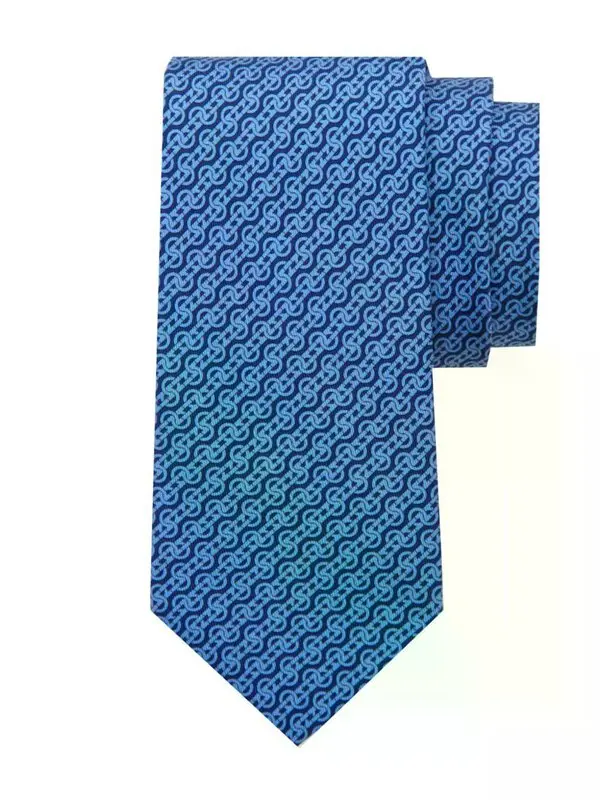 FERRAGAMO Woven-print Silk Tie - Blue