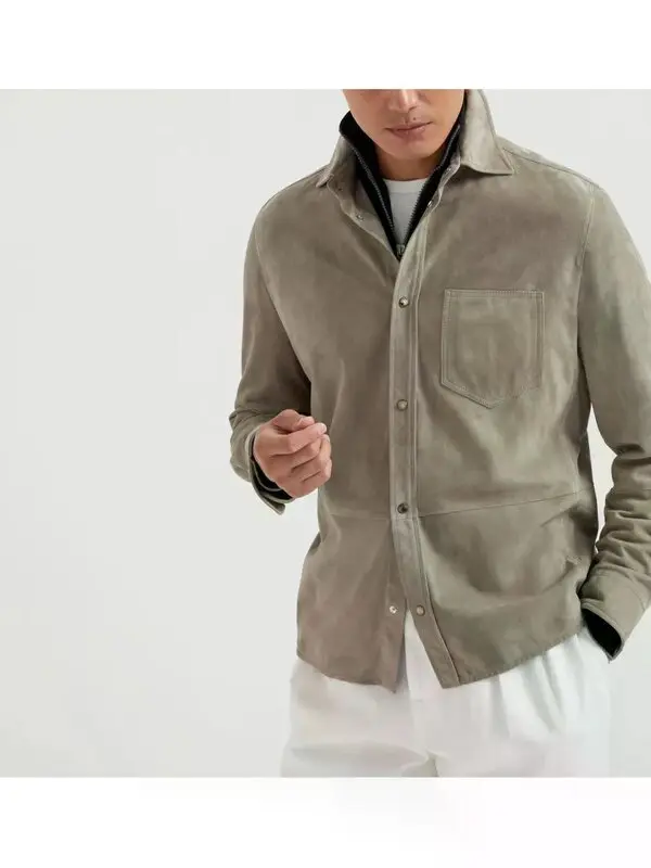 Brunello Cucinelli Suede Shirt - Neutrals