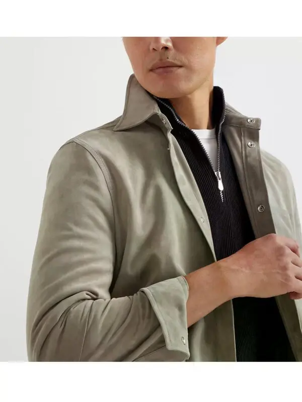 Brunello Cucinelli Suede Shirt - Neutrals