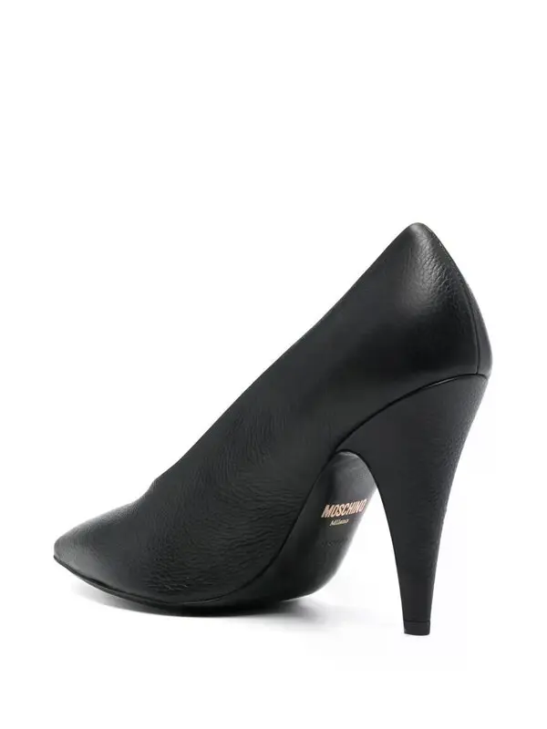 Moschino 100mm Leather Pointed Toe Pumps - Black