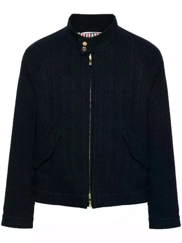 Thom Browne Rwb Stripe Tweed Bomber Jacket