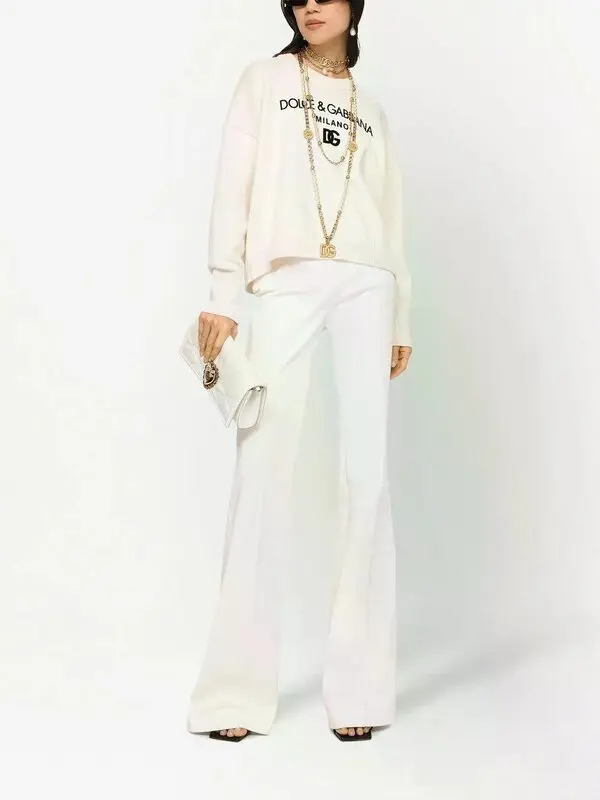 Dolce & Gabbana Cashmere Logo Sweater - Neutrals