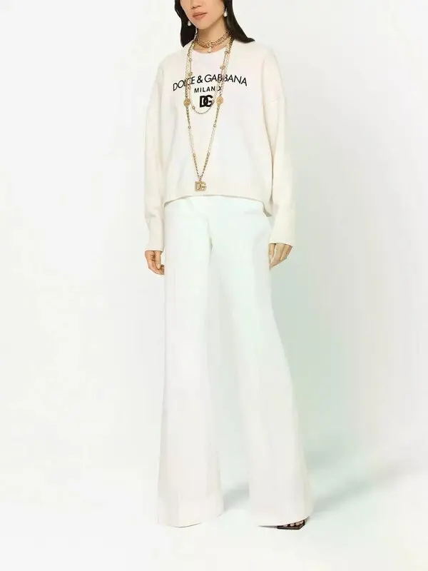 Dolce & Gabbana Cashmere Logo Sweater - Neutrals