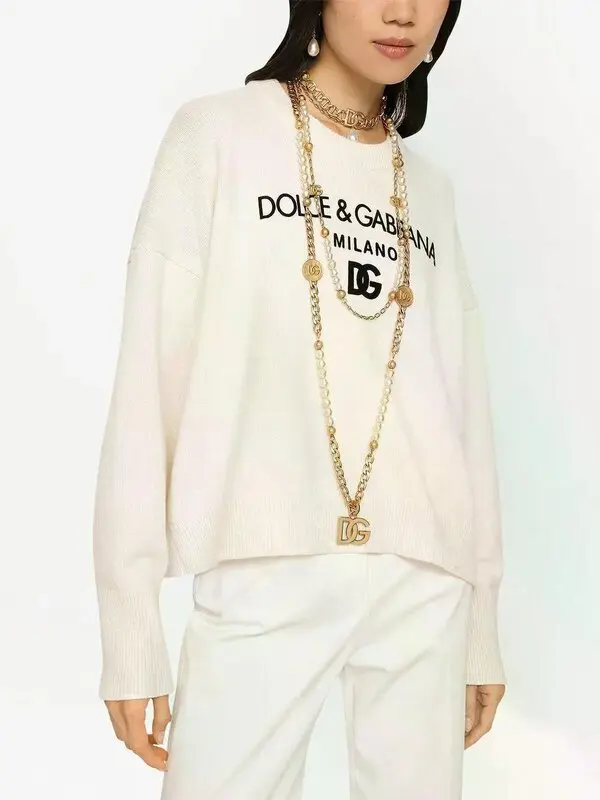 Dolce & Gabbana Cashmere Logo Sweater - Neutrals