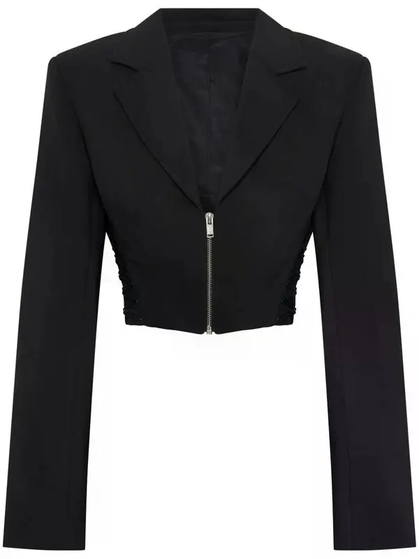 DION LEE Zipped Cropped Blazer - Black