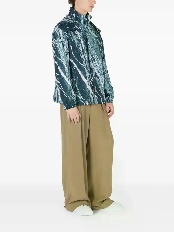Roberto Cavalli Marble-print Hooded Bomber Jacket