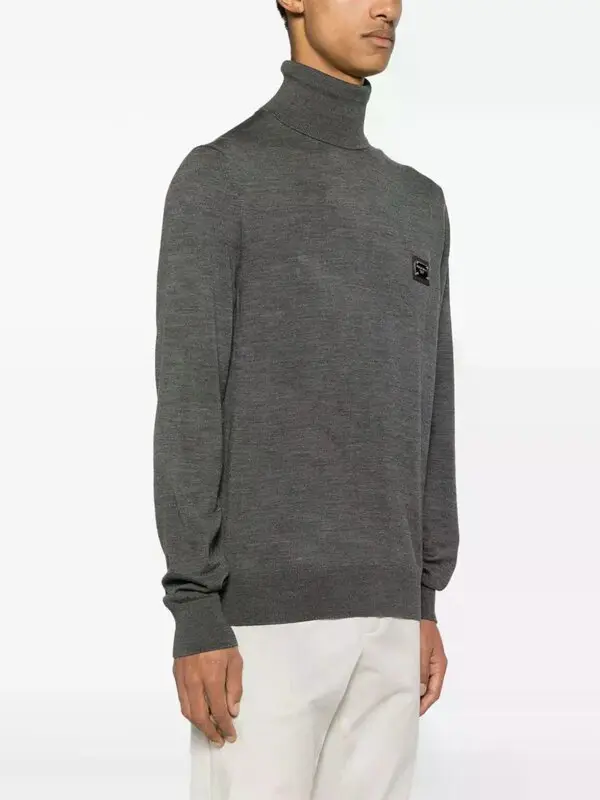 Dolce & Gabbana Logo-appliqué Wool Jumper - Grey