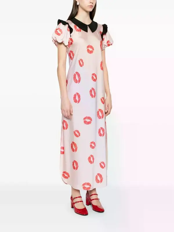 PARLOR Kiss-print Midi Dress