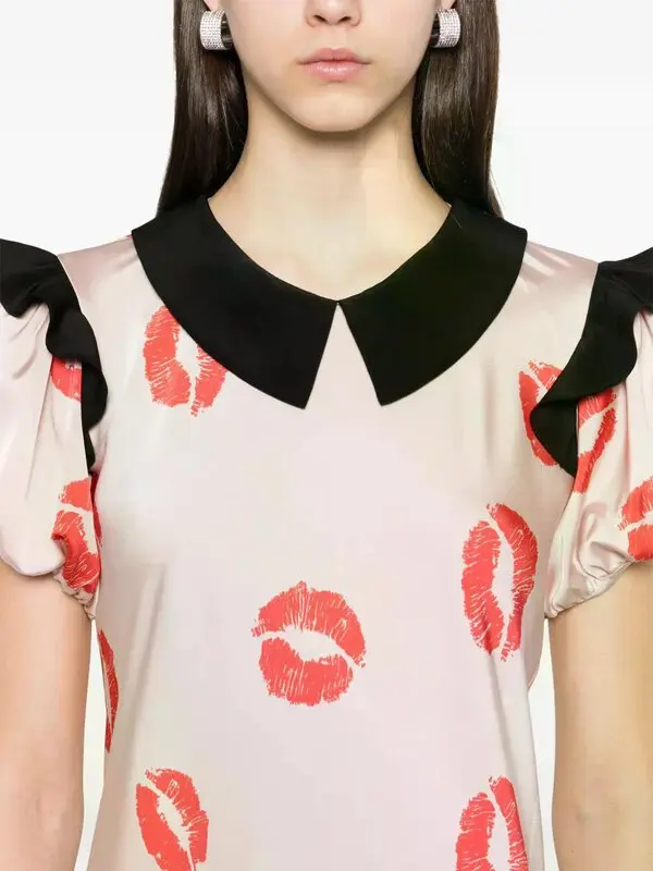 PARLOR Kiss-print Midi Dress