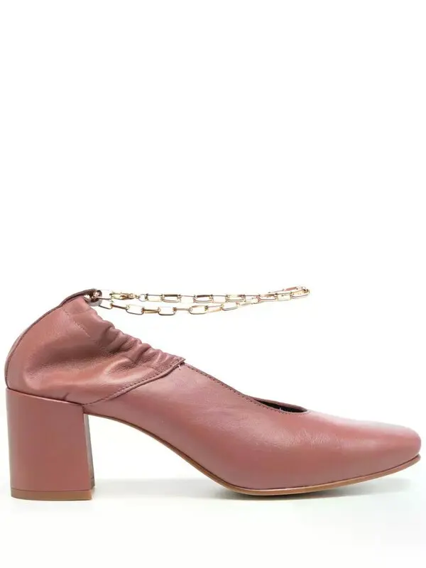 ALOHAS Leather Ankle Strap Pumps - Pink