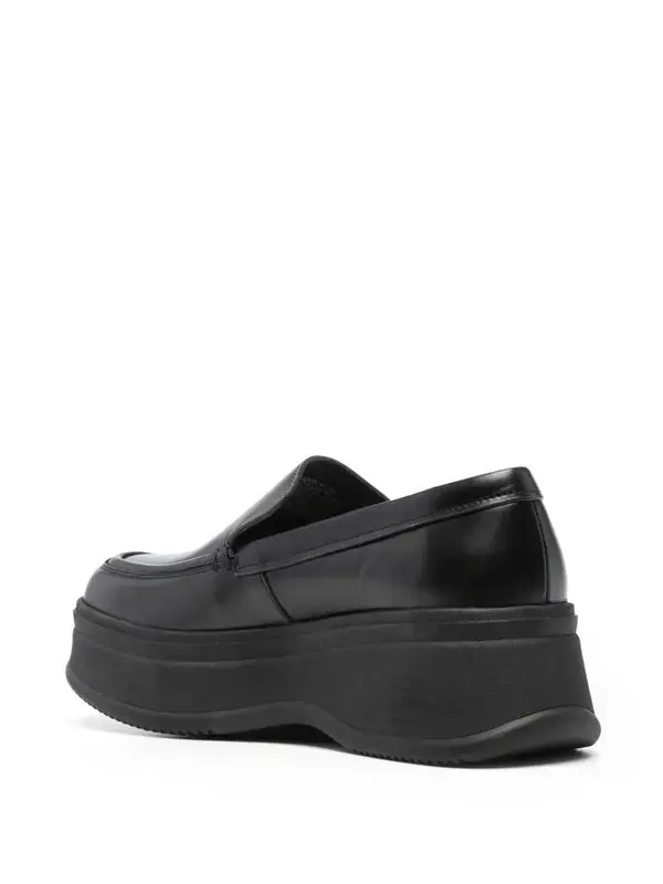 Calvin Klein Round Toe Leather Platform Loafers
