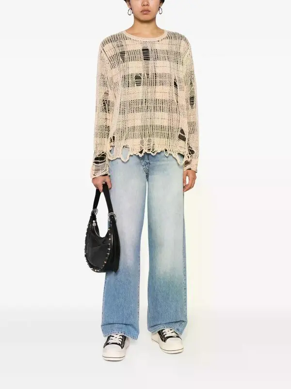 R13 Layered Cotton Jumper With Check Pattern