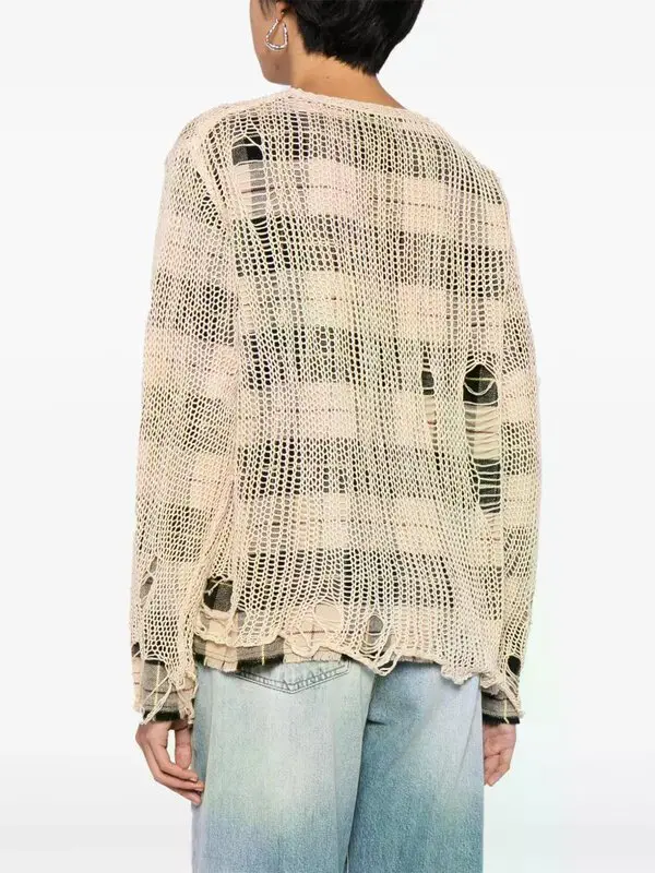 R13 Layered Cotton Jumper With Check Pattern