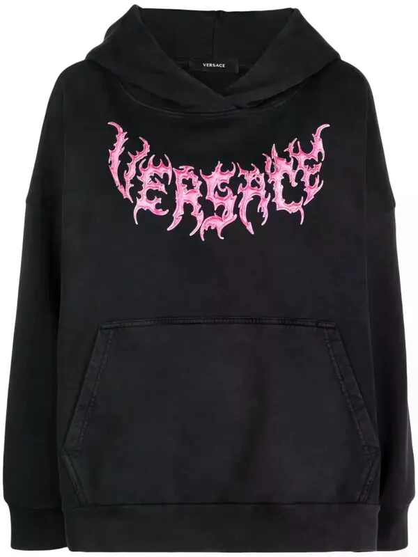 Versace Logo Print Cotton Hoodie