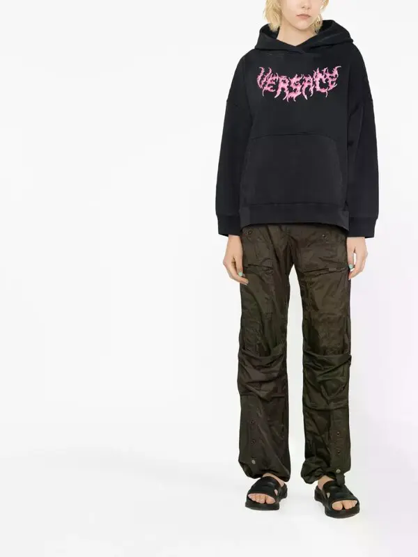 Versace Logo Print Cotton Hoodie