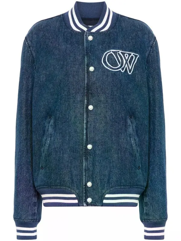 Off-White Logo-embroidered Denim Bomber Jacket