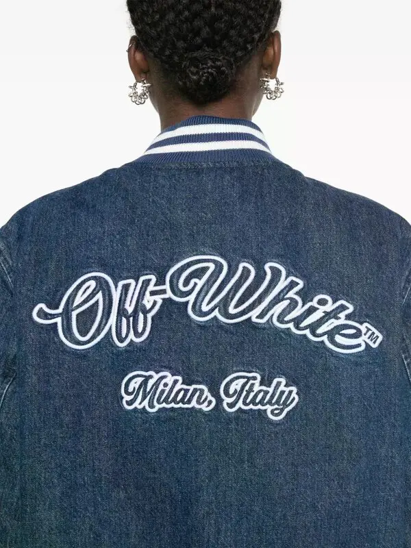 Off-White Logo-embroidered Denim Bomber Jacket
