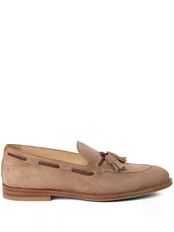 Brunello Cucinelli Suede Loafers With Tassel Detail - Brown