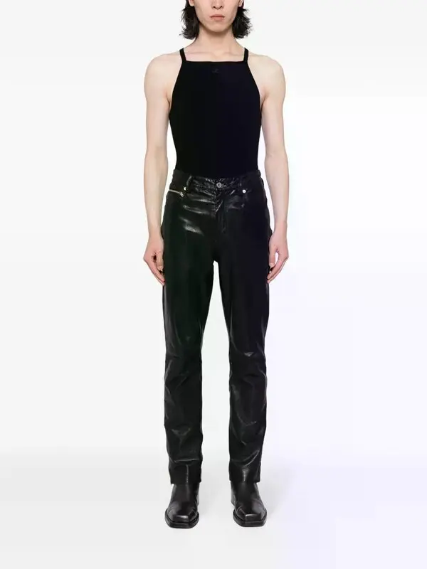 COURREGES Ribbed Knit Square Neck Tank Top