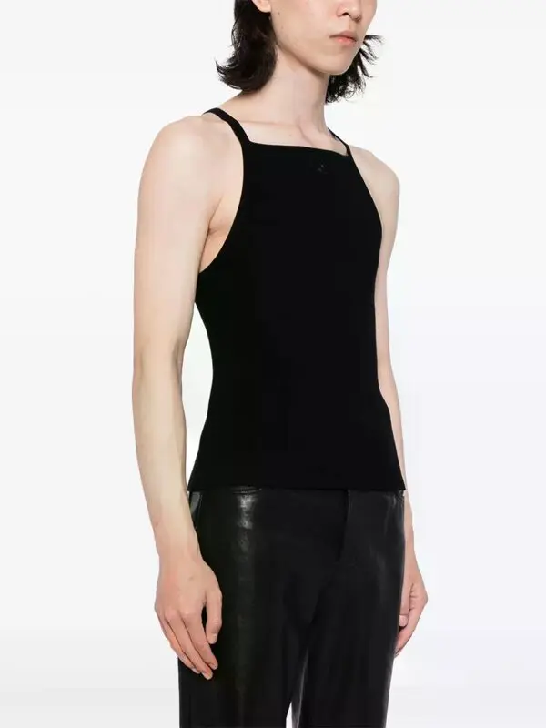 COURREGES Ribbed Knit Square Neck Tank Top