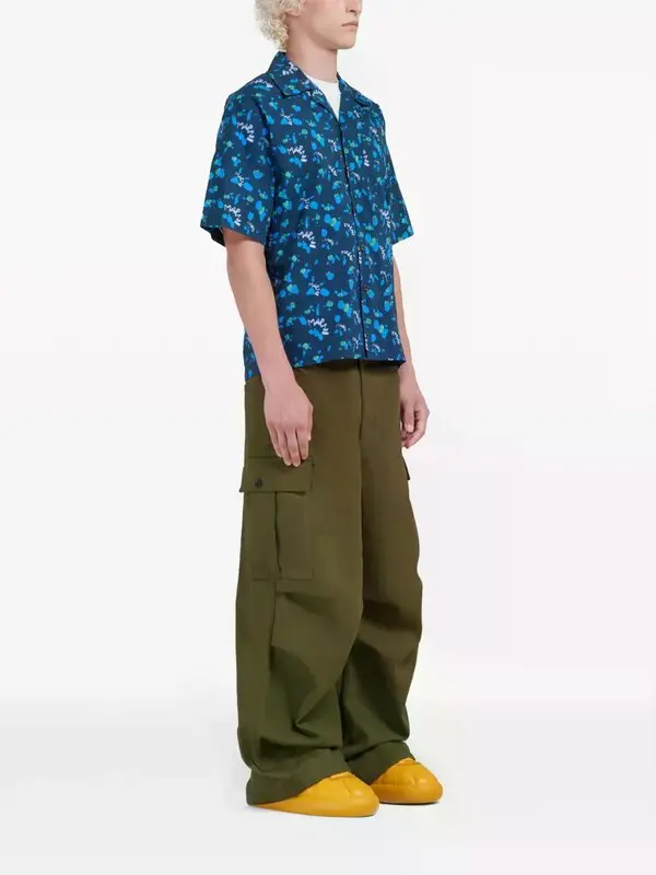 Marni Graphic-print Cotton Shirt - Blue