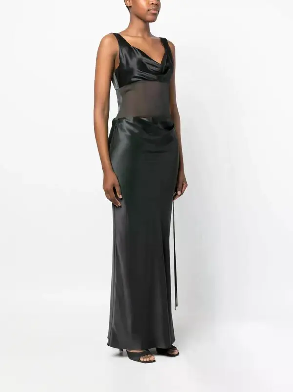 Christopher Esber Sheer Panelling Cowl Neck Gown - Grey
