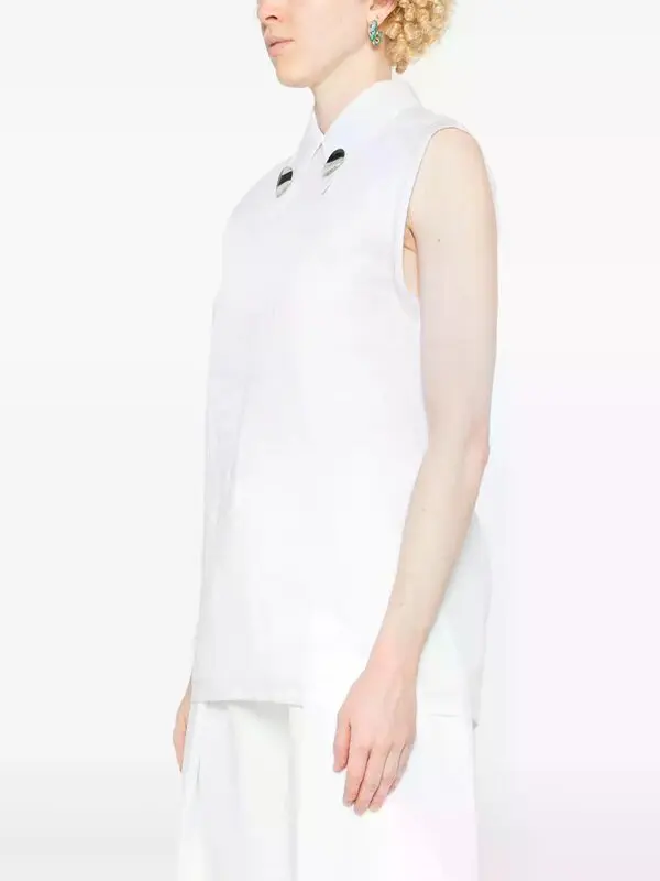 JIL SANDER Sleeveless Shirt With Pointed Collar - White