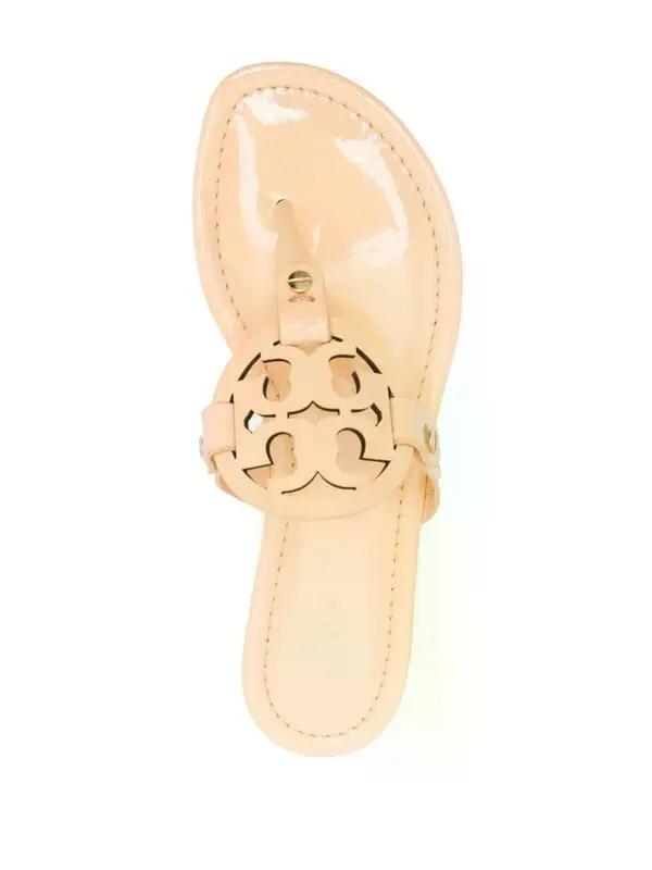 Tory Burch Miller Cut-out Leather Flip Flops - Neutrals