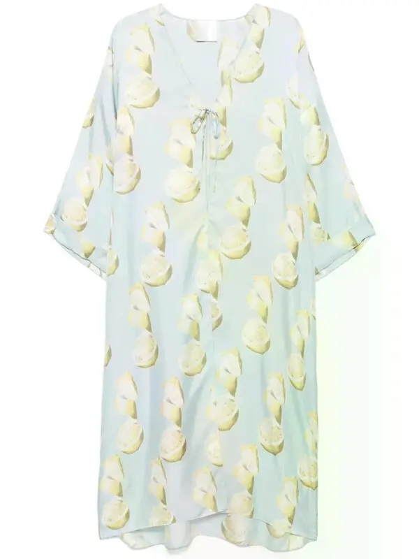 Givenchy Lemon-print Silk Satin Kaftan