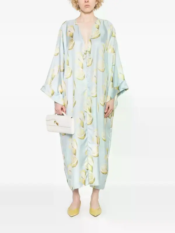 Givenchy Lemon-print Silk Satin Kaftan
