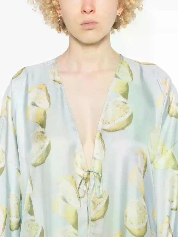 Givenchy Lemon-print Silk Satin Kaftan