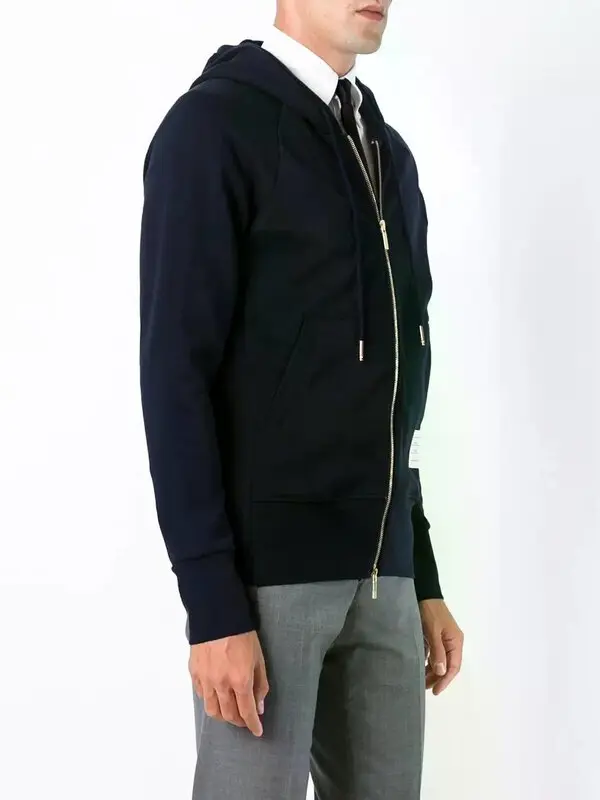 Thom Browne 4-bar Zip-up Hoodie - Blue