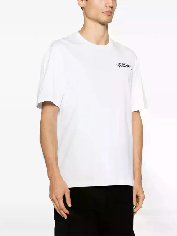 Versace Milano Stamp Embroidered Cotton T-shirt - White