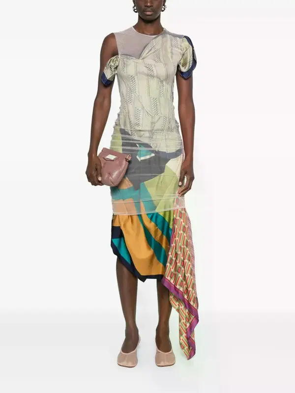 MARINE SERRE Asymmetrical Midi Dress