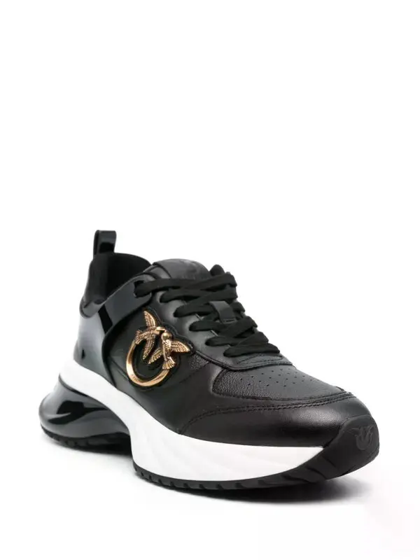 Pinko Ariel Leather-effect Sneakers With Mirror Detailing - Black
