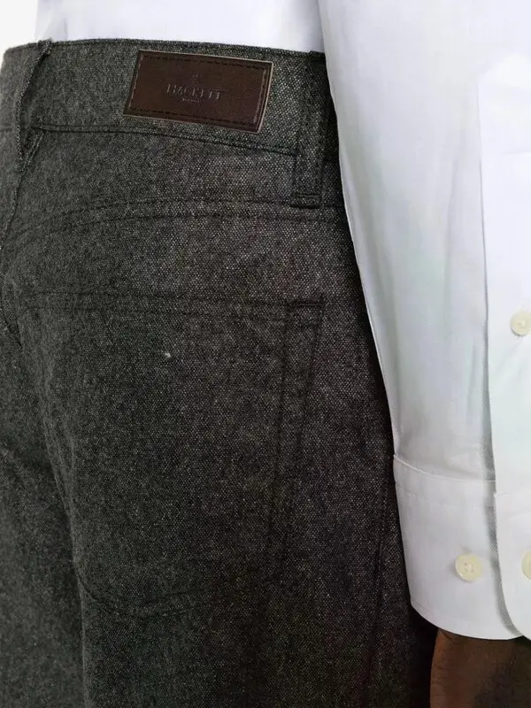 HACKETT Flannel Logo-patch Straight-leg Trousers
