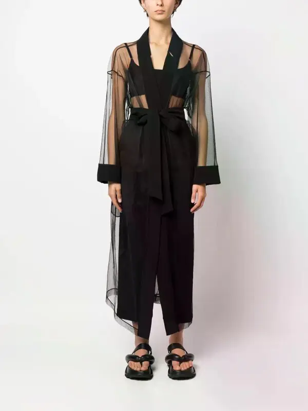 Alchemy Fashions Belted Sheer Mesh Jacket