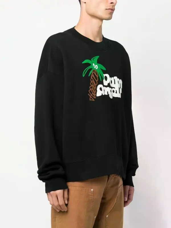 Palm Angels Logo Print Organic Cotton Sweatshirt