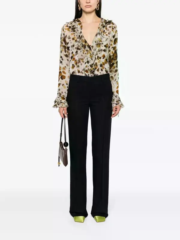 MSGM Abstract Print Ruffle Blouse - Neutrals