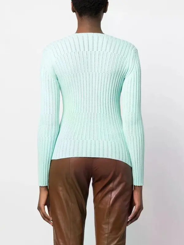 AERON Ribbed V-neck Long-sleeve Top