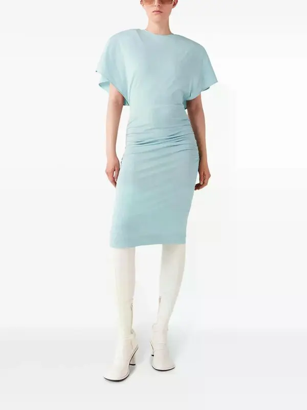Stella McCartney Padded-shoulder Short-sleeve Midi Dress - Blue