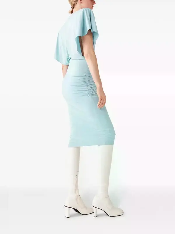 Stella McCartney Padded-shoulder Short-sleeve Midi Dress