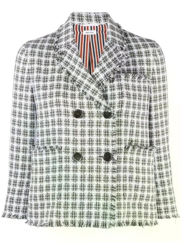 Thom Browne Double-breasted Tweed Jacket - Grey