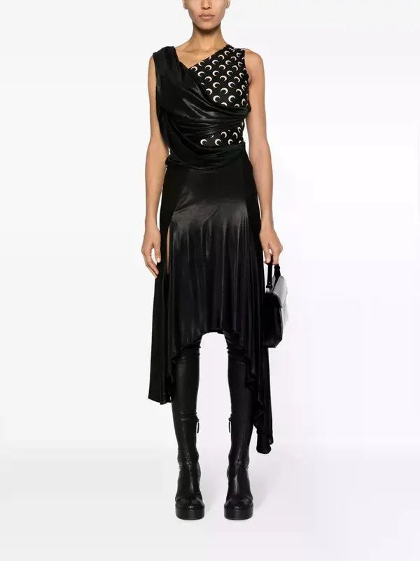MARINE SERRE Crescent Moon Print Asymmetric Dress