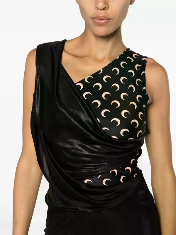 MARINE SERRE Crescent Moon Print Asymmetric Dress