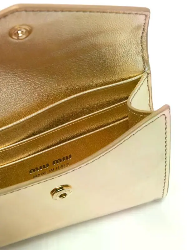 Miu Miu Logo-embossed Patent Leather Wristlet - Gold